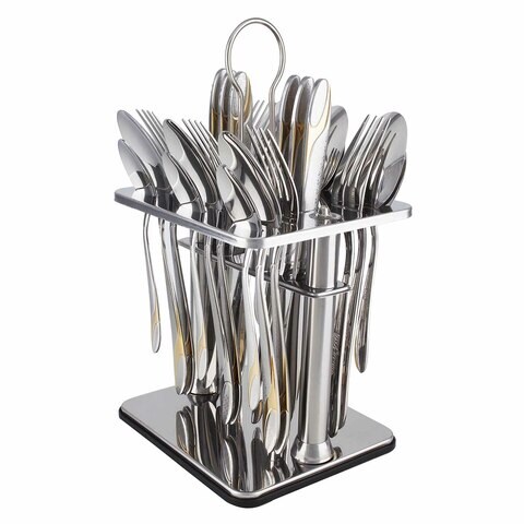 Bergner Stainless Steel Cutlery Set With Square Stand CS-24-RT-T315 ...