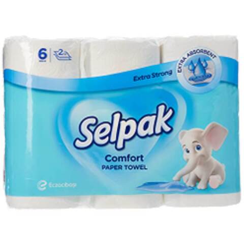 Selpak Comfort 2 Ply Kitchen Towel White 6 Rolls price in UAE ...