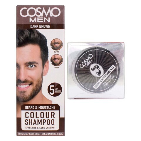 Cosmo Men Beard And Moustache Shampoo Dark Brown 180ml With Beard And ...
