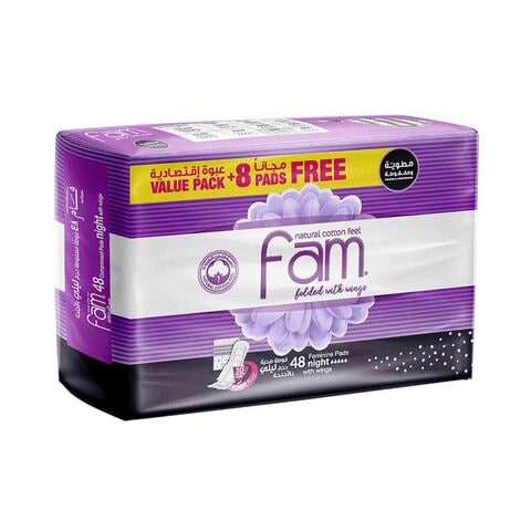Fam Night Sanitary Pads Folded With Wings 48 Pieces price in Kuwait ...