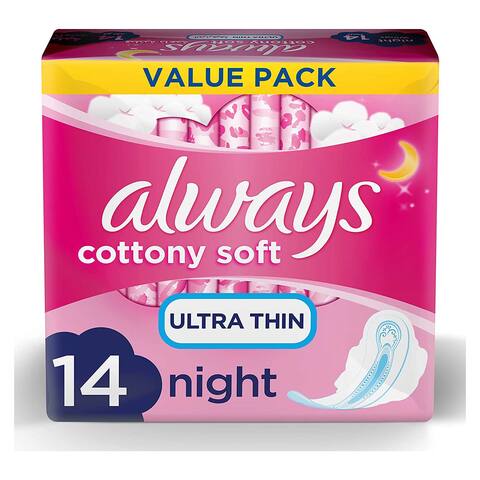 Always Cotton Soft Sanitary Pads with Wings - Ultra Thin Extra Long ...
