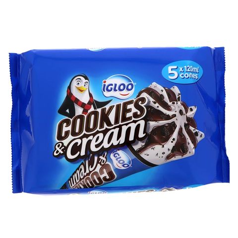 Igloo Cookies And Cream Ice Cream Cone 120ml Pack of 5 price in UAE ...