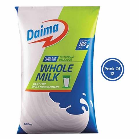 Buy Daima UHT Whole Milk 500ml x Pack of 12 Online - Carrefour Kenya