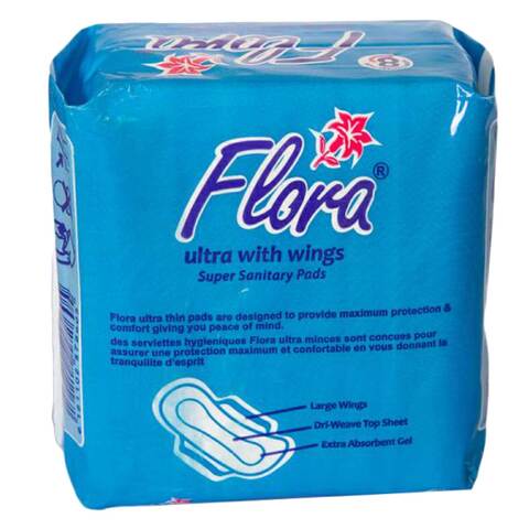 Buy Flora Ultra Super With Wings Sanitary Pads 8 Count Online ...