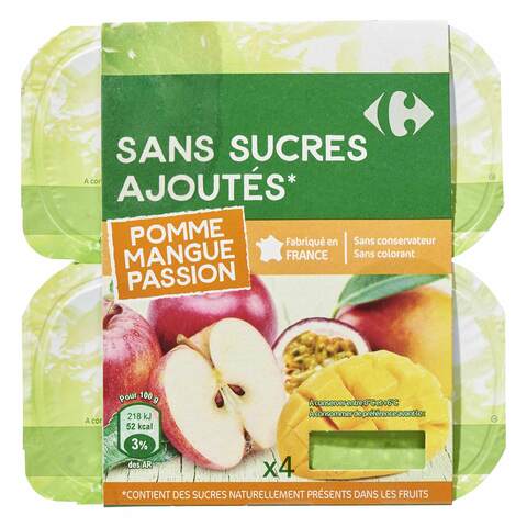 Buy Carrefour Apple Mango And Passion Fruit Compote 100g x Pack of 4 ...