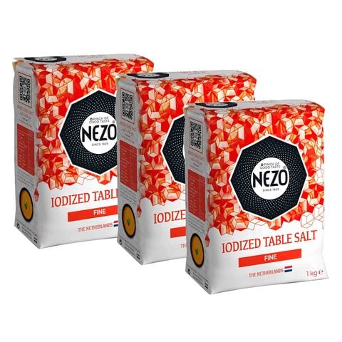Nezo Iodized Red Table Salt 1kg Pack of 3 price in UAE | Carrefour UAE ...