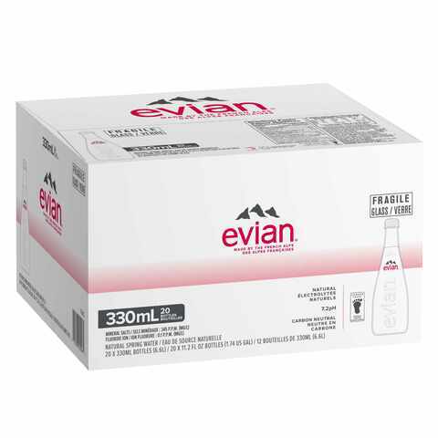evian Natural Mineral Water 330ml Glass Case of 20 price in Kuwait | Carrefour Kuwait ...