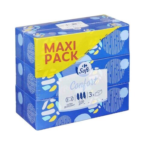 Carrefour Soft Comfort 3 Ply Facial Tissue White 110 Sheets Pack of 3 ...