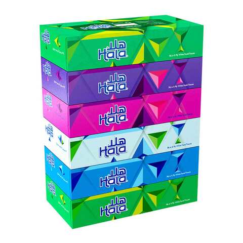 Hala Facial Tissue 2 Ply 76 sheets 6 price in Saudi Arabia | Carrefour ...