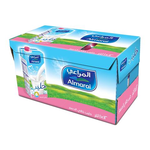 Buy Almarai Long Life Fat Free Milk 1L × 12 Pieces Online - Shop Fresh ...
