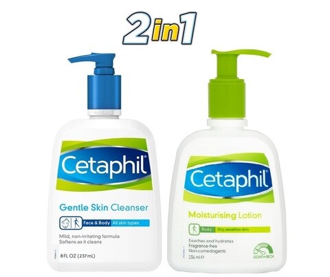 cetaphil gentle skin cleanser 237ml+ moisturizing lotion 236ml set for ...