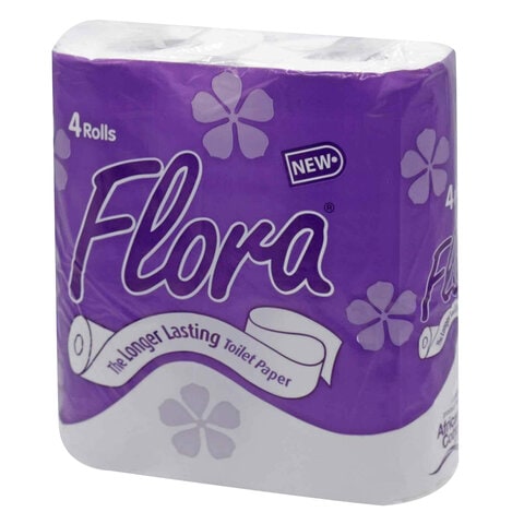 Buy Flora Longer Lasting Toilet Paper Rolls 4 Count Online - Carrefour ...