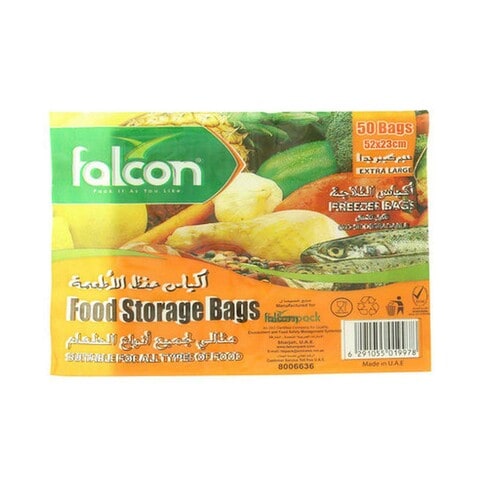 Falcon Food Storage Bags XL Clear 23cmx52 price in UAE | Carrefour UAE ...