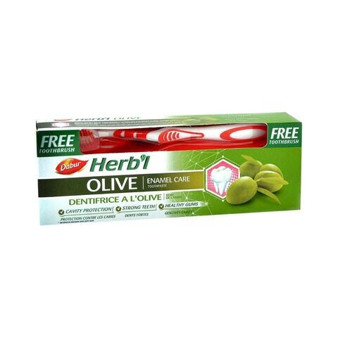 Dabur herbal olive toothpaste with free toothbrush 150g price in Saudi ...
