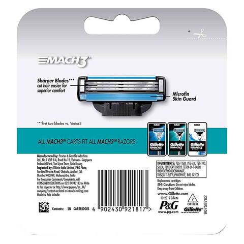 Buy Gillette Mach 3 Shaving Razor Blades 2 Piece Online - Carrefour Kenya