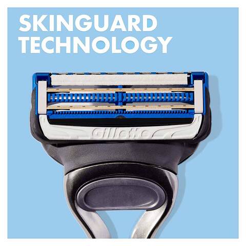 Gillette Skinguard Sensitive Razor Handle + 2 Blades Online | Carrefour ...