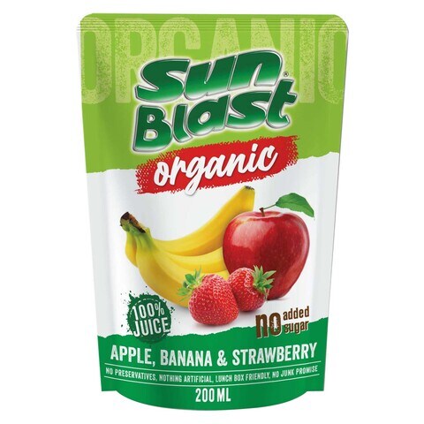 Sunblast No Added Sugar Organic Apple Banana Strawberry Juice 200ml ...