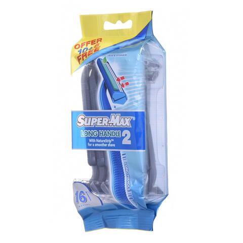 Supermax Disposable Long Handle Twin Blade Razors Blue 16 count price ...
