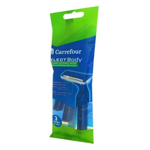 Carrefour Select Triple Blade Disposable Body Razor Blue 3 count price ...