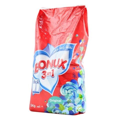 BONUX 3 IN1 ORIGINALCLOTHES DETERGENT POWDER 5KG price in Kuwait | Carrefour Kuwait ...