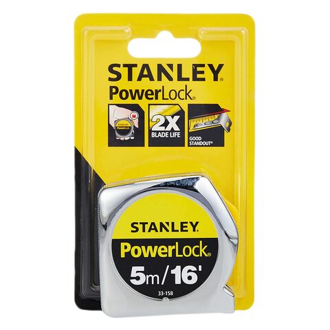 Buy Stanley STHT33158-8 Power Lock Measure Tape 5M Yellow/Silver Online ...