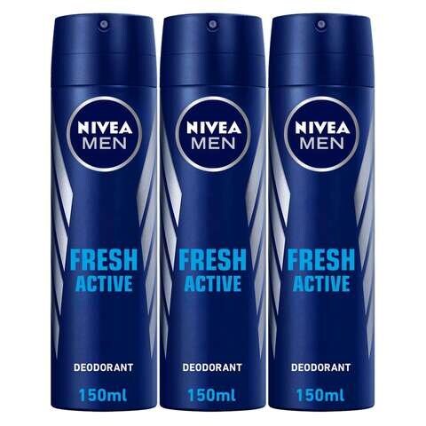 NIVEA MEN Antiperspirant Spray for Men Fresh Active 150ml Pack of 3 price in UAE | Carrefour UAE ...