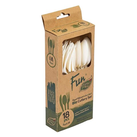 Fun Green Track Bio Cutlery Set White 18 price in UAE | Carrefour UAE ...