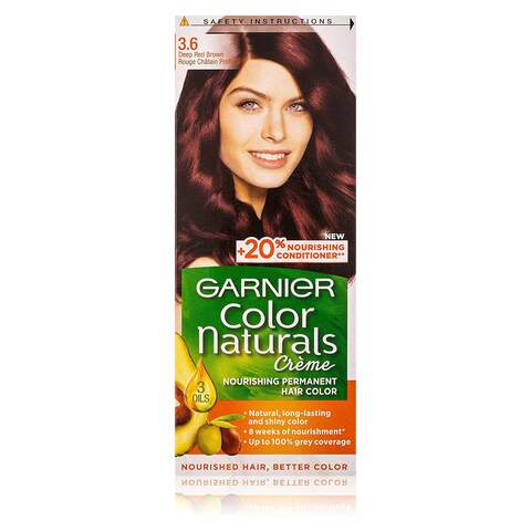 Buy Garnier Color Naturals Hair Color - 3.6 Deep Red Brown Online ...