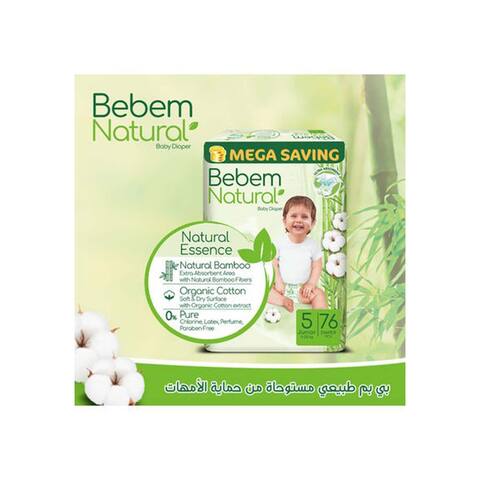 Bebem Natural Baby Diapers Junior Size 5 - 76 Pieces Online | Carrefour ...