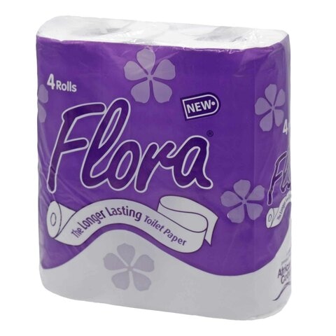 Buy Flora Longer Lasting Toilet Paper Rolls 4 Count Online - Carrefour ...