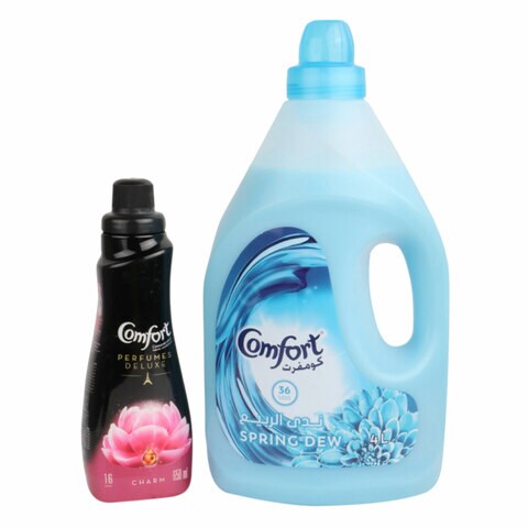 Comfort Fabric Softener Spring Dew 650ml + Deluxe Perfumes 4L price in ...