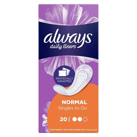 Always Daily Liners Comfort Protect Individually Wrapped - 20 Pads ...
