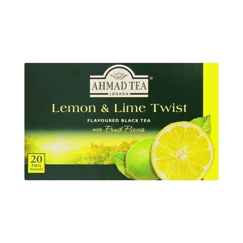 Ahmad Tea Lemon And Lime Twist Flavoured Black Tea Bags - 20 Sachets ...