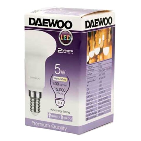 Daewoo E14 LED Bulb 5W Warm White price in UAE | Carrefour UAE ...