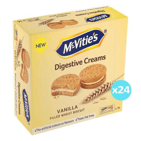 McVities Digestive Creams Vanilla Filled Wheat Biscuit 40g Pack of 16 ...