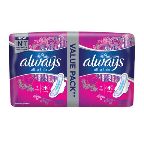 Always All In One Ultra Thin Large Sanitary Pads With Wings White 14 ...