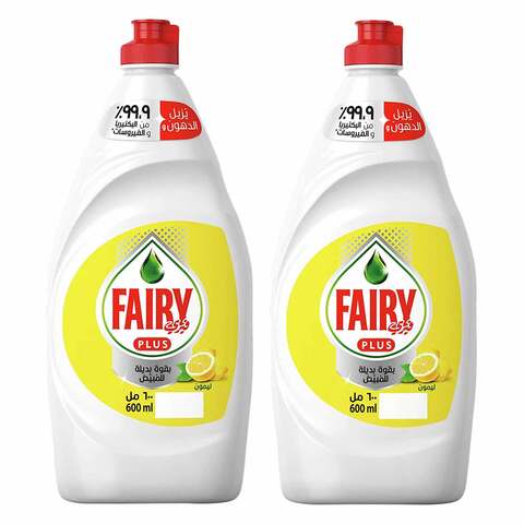 Fairy Plus Lemon Dishwashing liquid 2x600ml price in Kuwait | Carrefour ...