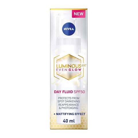 NIVEA Face Fluid Day SPF 50 Luminous 630 Even Glow Spot Darkening Protection 40ml price in Saudi ...