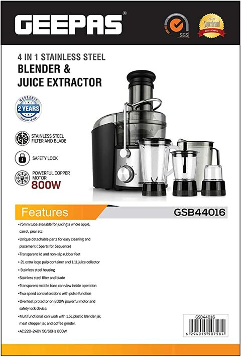 Geepas 4 In 1 Blender And Juicer Extractor - GSB44016 - PLUGnPOINT
