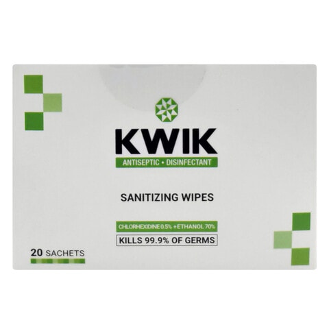 Kwik Sanitizing Antiseptic Disinfectant Wipes 20 Sachet price in Kuwait ...