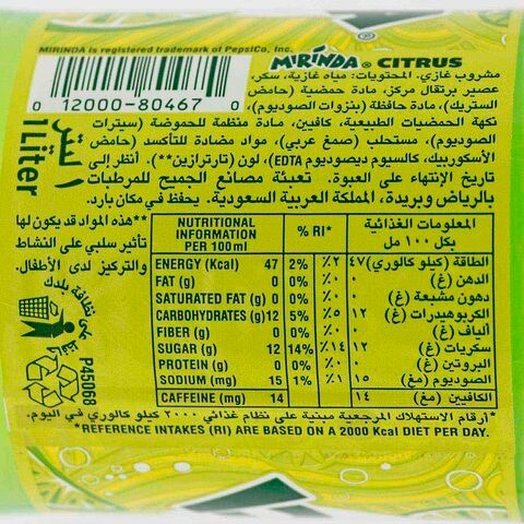 Mirinda Citrus, Carbonated Soft Drink, Plastic Bottle, 1L Online ...