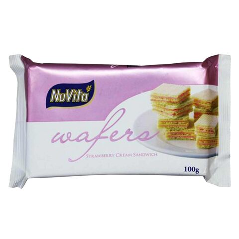 Buy Nuvita Strawberry Cream Sandwich Wafer 100g Online - Carrefour Kenya