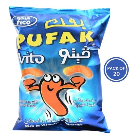 Fico Pufak Vito Corn Snacks With Natural Cheese 18g x Pack of 20 price ...
