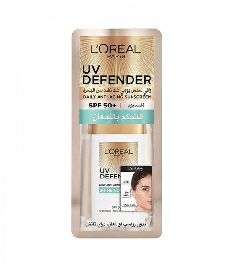 LOreal Paris UV Defender Daily Anti-Aging Sunscreen Shine Control White ...