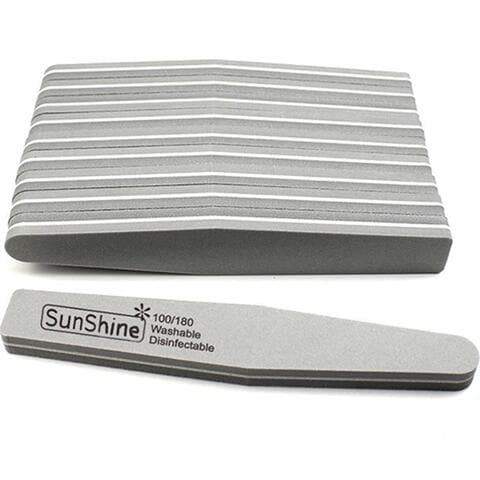 Sunshine Washable Nail Buffer Triangular Grey 100/180 Grit 10pcs/pack ...