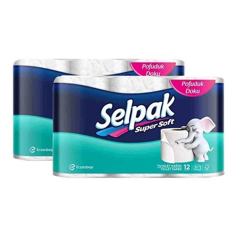 Selpak Super Soft Toilet Paper 140 Sheets x 3Ply, Pack of 24 Rolls ...