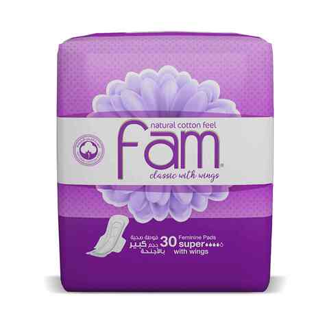 Fam Maxi Classic Sanitary Pads With Wings White 30 Pads price in UAE ...