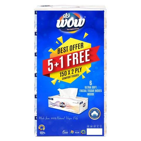 Wow Comfort Facial Tissues 2 Ply 150 Sheets x6 price in UAE | Carrefour ...