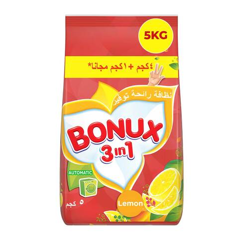 Bonux Automatic Powder Detergent - Lemon Scent - 4 Kg + 1 price in ...