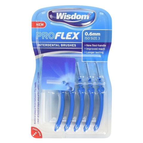 Buy Wisdom Proflex Interdental Brushes 0.6mm 5 Pieces Blue Online ...